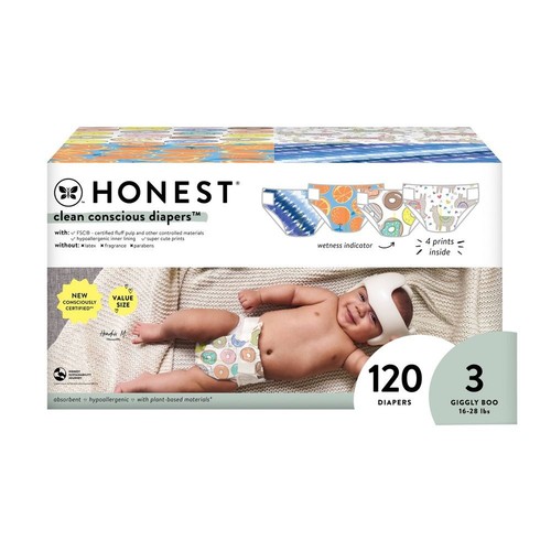 The Honest Company Clean Conscious Disposable Diapers Four Print Pack ...