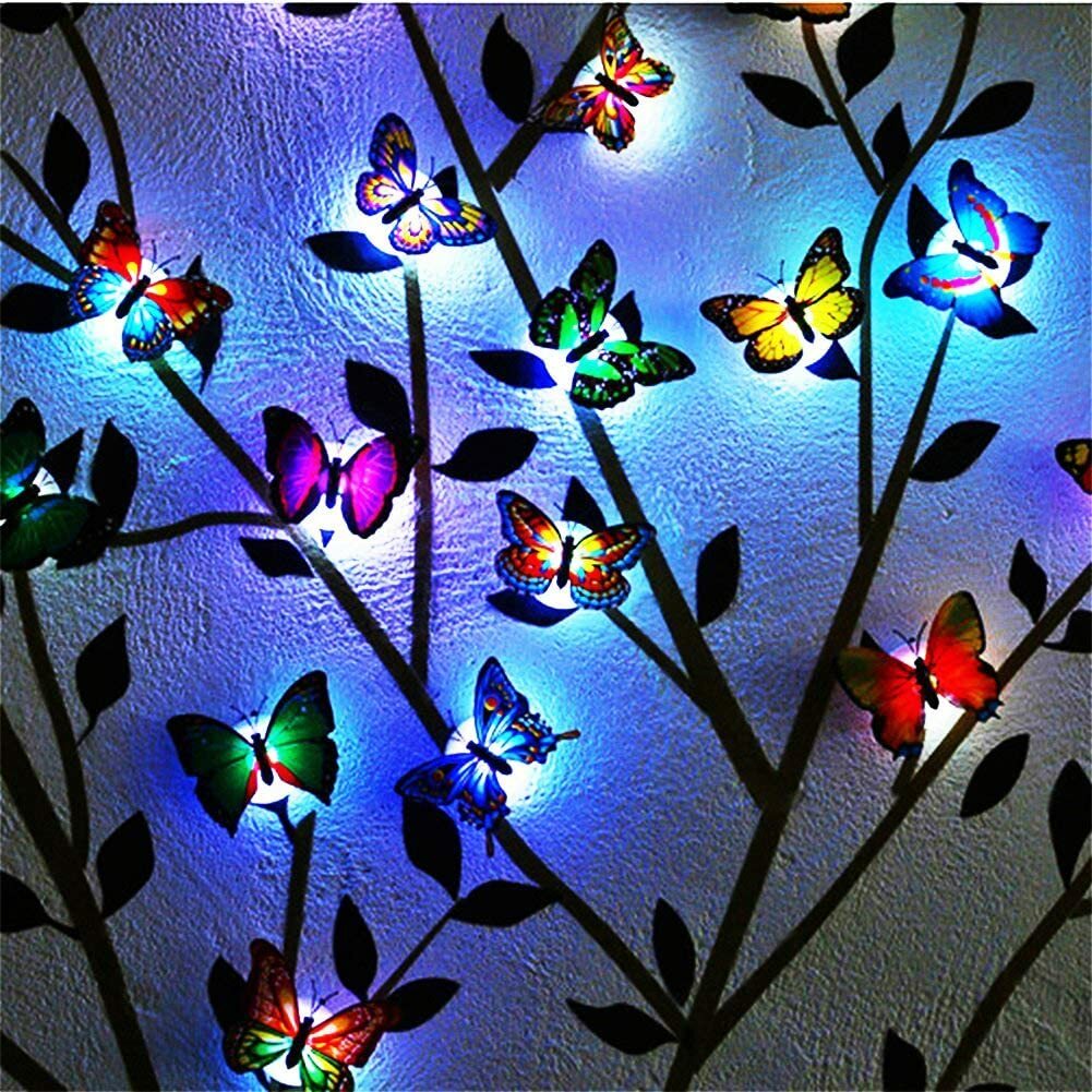 Butterfly Living Room Decor 12pcs Silver Mirror 3D Butterfly Wall