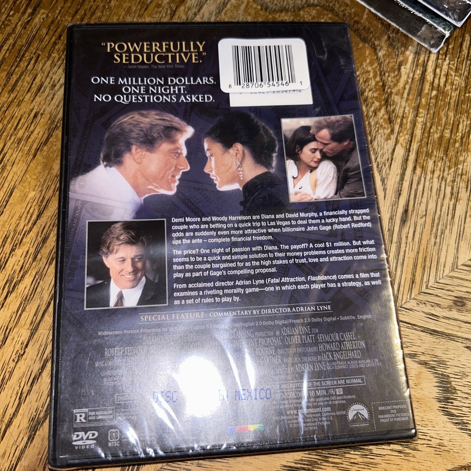 Indecent Proposal DVD Demi Moore Woody Harrelson Robert Redford NEW ...