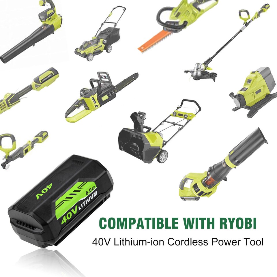 1/2Pack For Ryobi 40V Lithium-Ion Compact Battery 6.0Ah 40Volt OP40601 ...