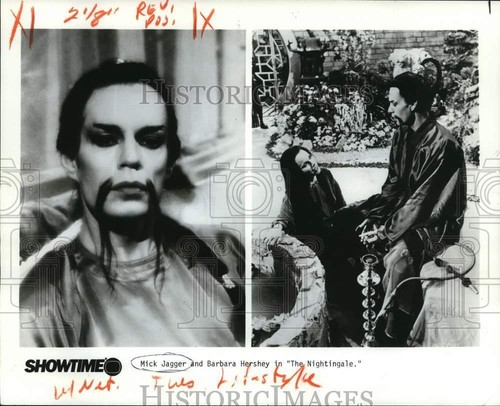 1983 Press Photo Mick Jagger and Barbara Hershey star in "The ...