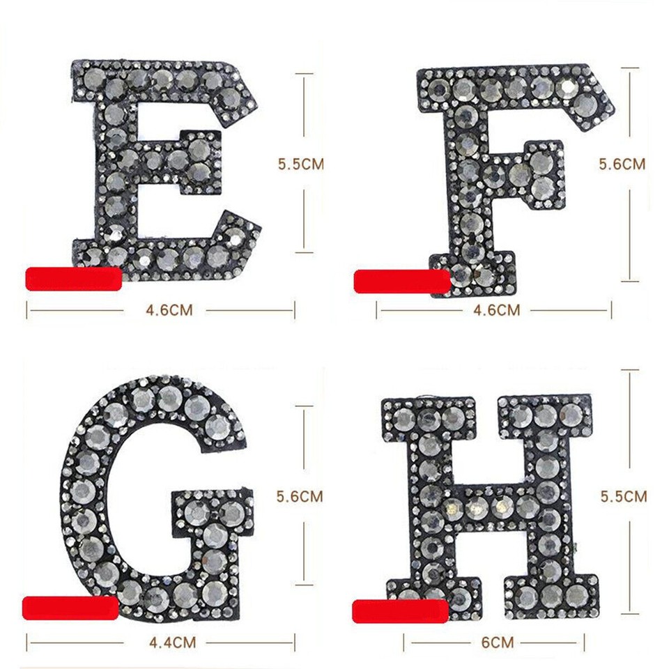 A-Z Rhinestone Alphabet Applique Iron On Letters Patch For DIY Clothing ...