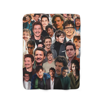 Pedro Pascal Photo Collage 2 Sherpa Fleece Throw Blanket Pedro Pascal ...