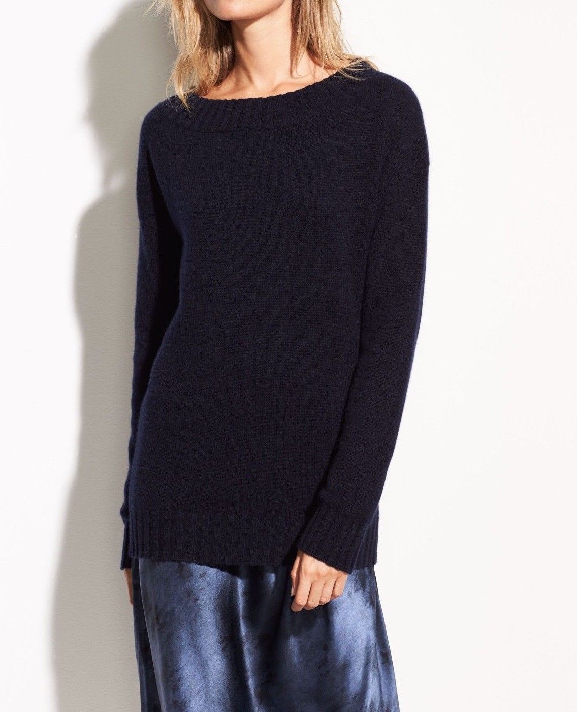 Vince off The Shoulder Wool/cashmere Navy Sweater Sz M for sale online ...