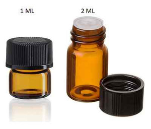 Essential Oil Amber Glass Vials w/orifice 1ml & 2ml size! Sample dram ...