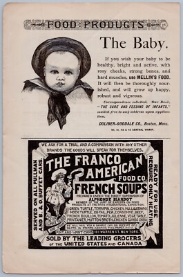 1889 Franco American Food Co Vintage Ad French Soups Consomme Chicken ...