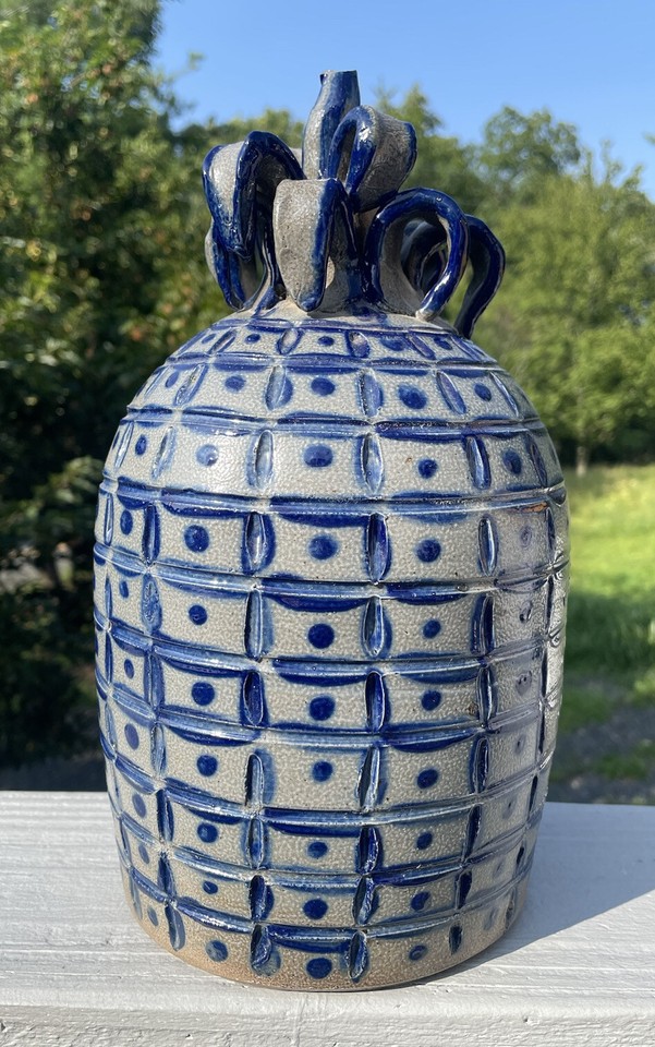 RARE Dave Eldreth Vintage Salt Glaze Grey Blue Stoneware Figural ...