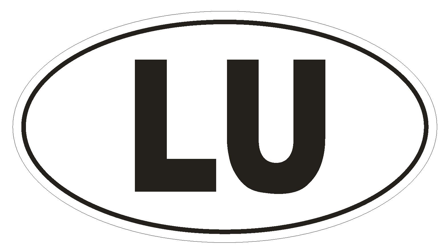 LU Luxembourg Country Code Oval Bumper Sticker or Helmet Sticker D1030 ...