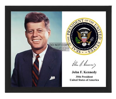 PRESIDENT JOHN F. KENNEDY SMILING PORTRAIT PRESIDENTIAL SEAL 8X10 ...