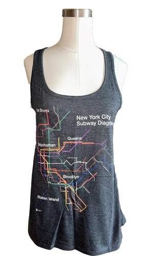 Womens Old Navy Collectabilitees tank top shirt Gray M New York Subway ...