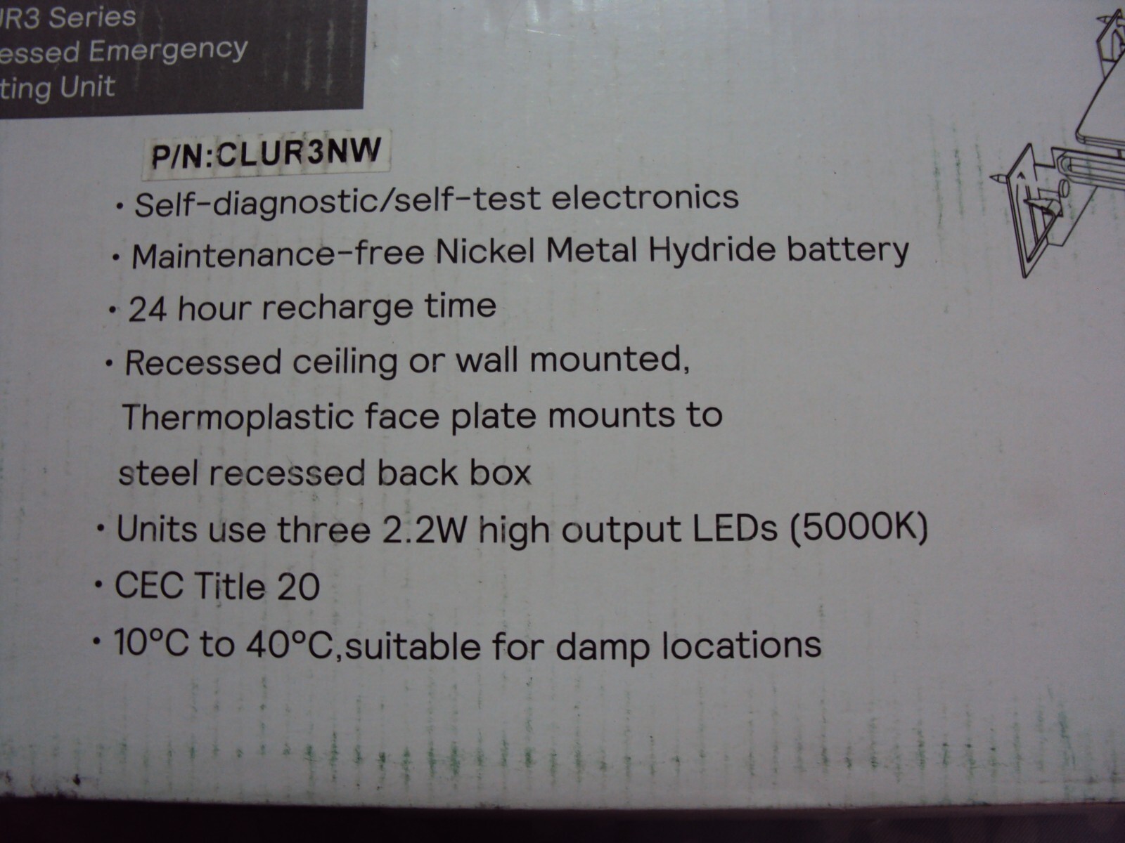 Chloride By Signify Compaq LED CLUR3 Ser Recess Emergency Lighting Unit #CLUR3NW | eBay