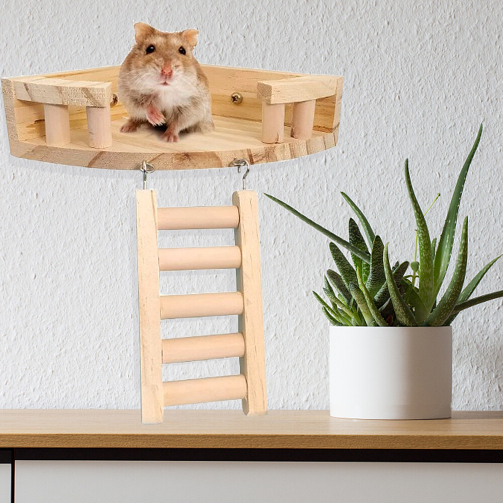 Hamster Stand Cockatiel Perch Ladder Toy Funny Platform Wooden | eBay