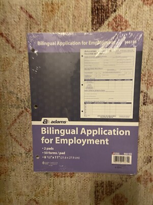 Adams 9661ES Bilingual Application for Employment, English/Spanish ...