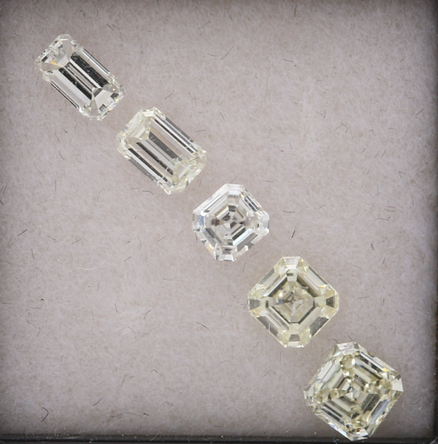 Lot of 5 Natural Untreated Diamonds Ascher Emerald Cut 1.24 total ct H ...