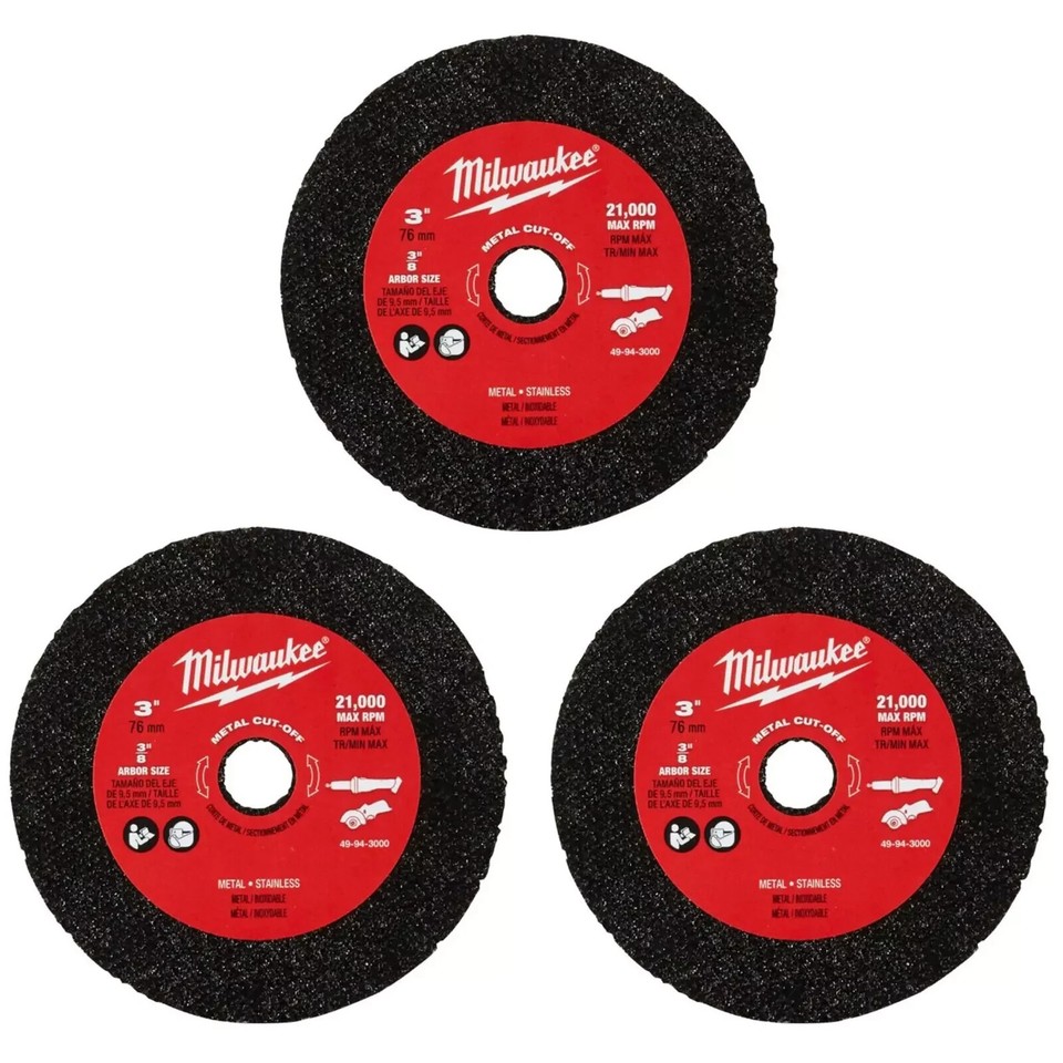 3 in. Metal Cut Off Wheel Milwaukee Angle Grinder Saw Blade Cutter Disc ...