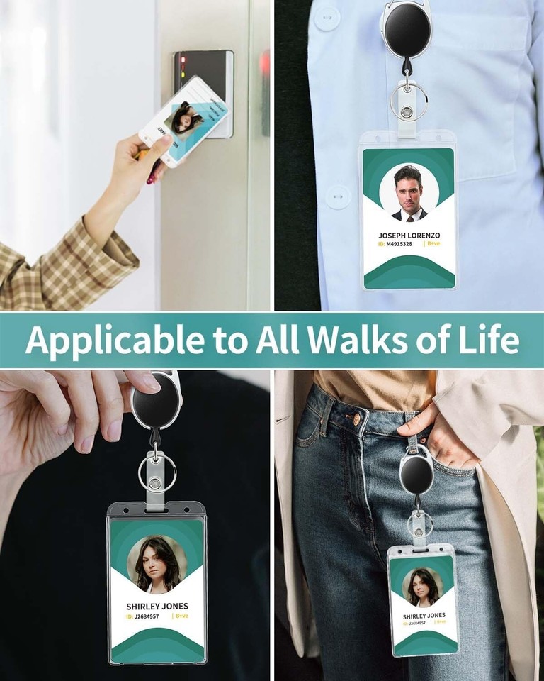 2-Pack Polycarbonate Badge Holders with Retractable Clips - Heavy-Duty ...