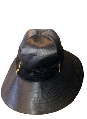 Vintage 1960's CHARO Hat Black Satin with Velvet Band | eBay
