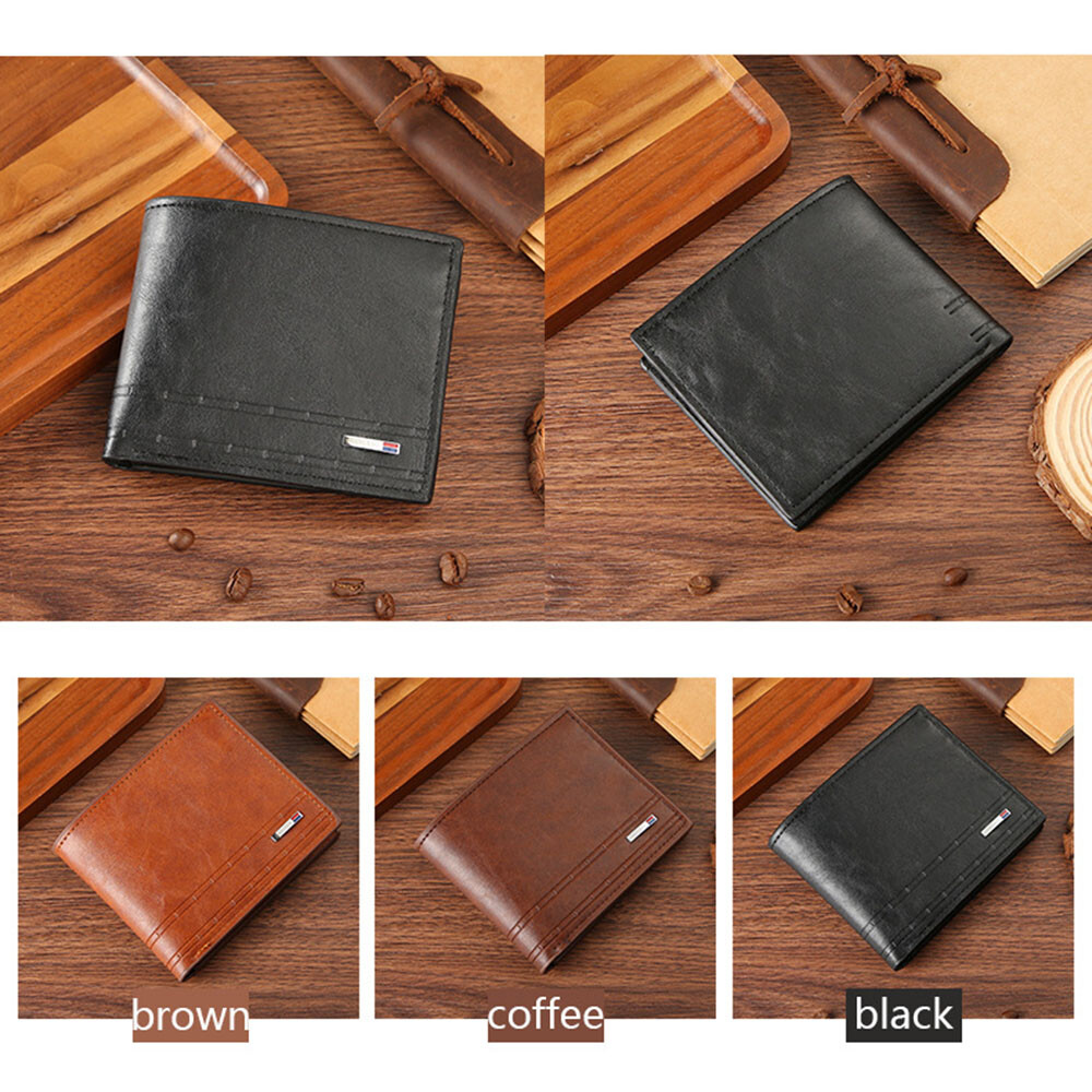 PU Leather Men Short Wallet Multi Card Slot Card Holder Money Clip Cash ...