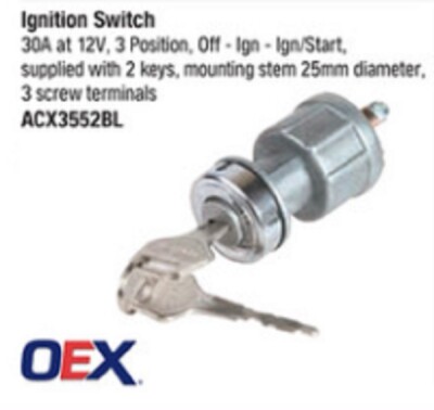 OEX Ignition Switch OFF-IGN-START Contacts Rated 30A @ 12V 25mm ...