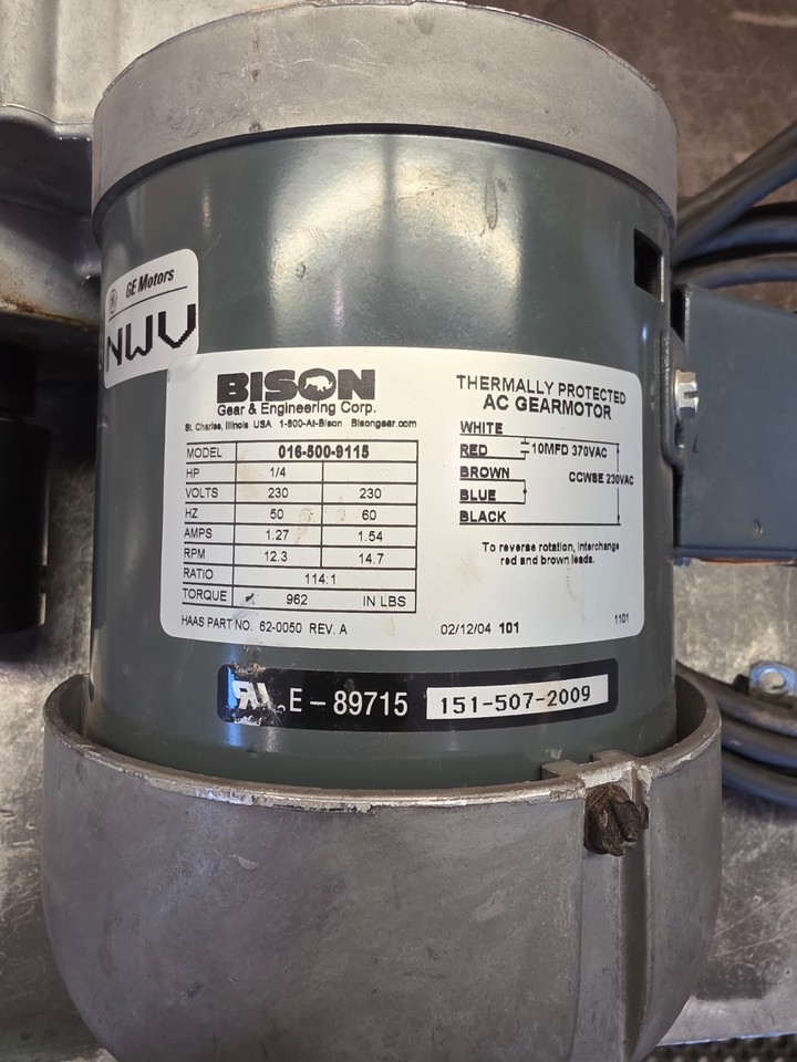 HAAS VF3SS CHIP AUGER MOTOR 32-6619, BISON 016-500-9115 with HAAS CABLE ...