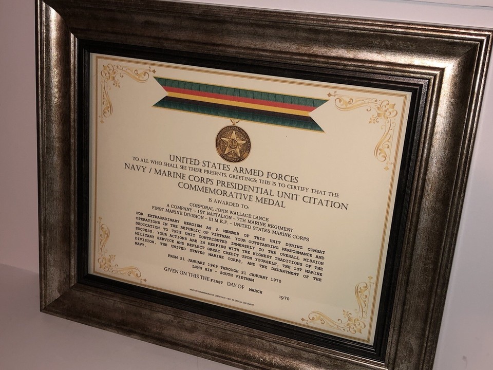NAVY / USMC PRESIDENTIAL UNIT CITATION COMMEMORATIVE MEDAL CERTIFICATE ...
