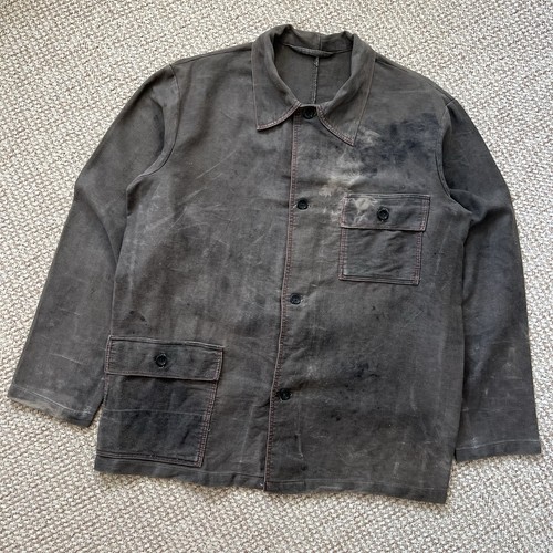 Vintage Black Faded Cotton French Distressed Chore Works Jacket | eBay