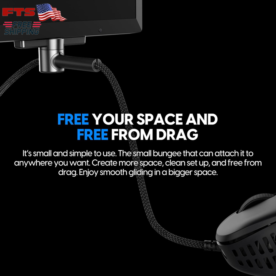 Micro Bungee ES Drag Free Wired Mouse Support Compact Desk Cable Holder ...