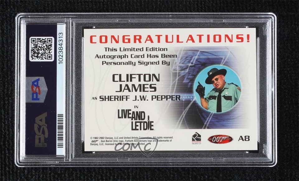 2002 Bond: 40th Anniversary Clifton James Sheriff JW Pepper PSA 9 MINT Auto he5 | eBay