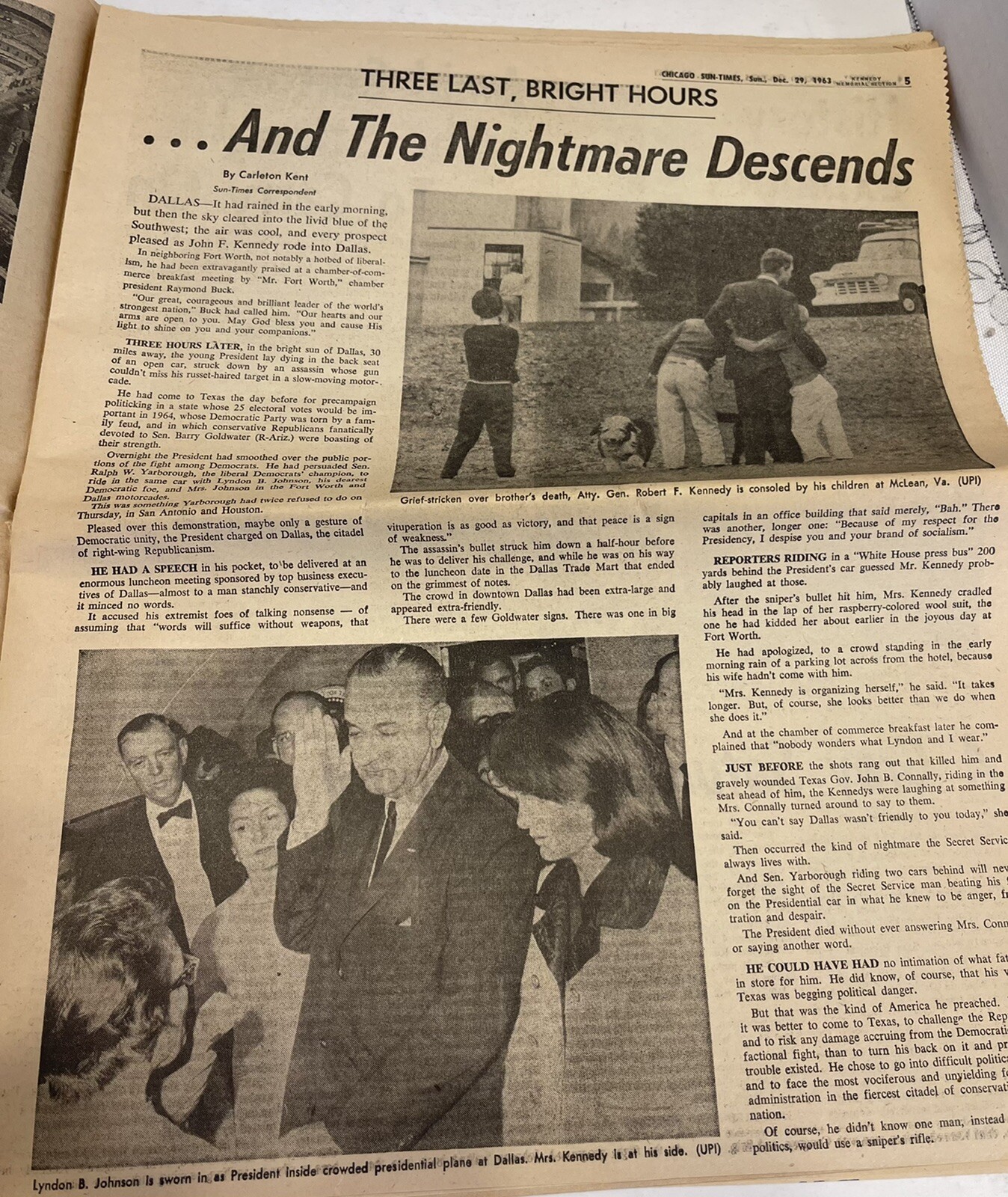 Chicago Sun Times Memorial Newspaper John F. Kennedy Dec 29,1963 ...