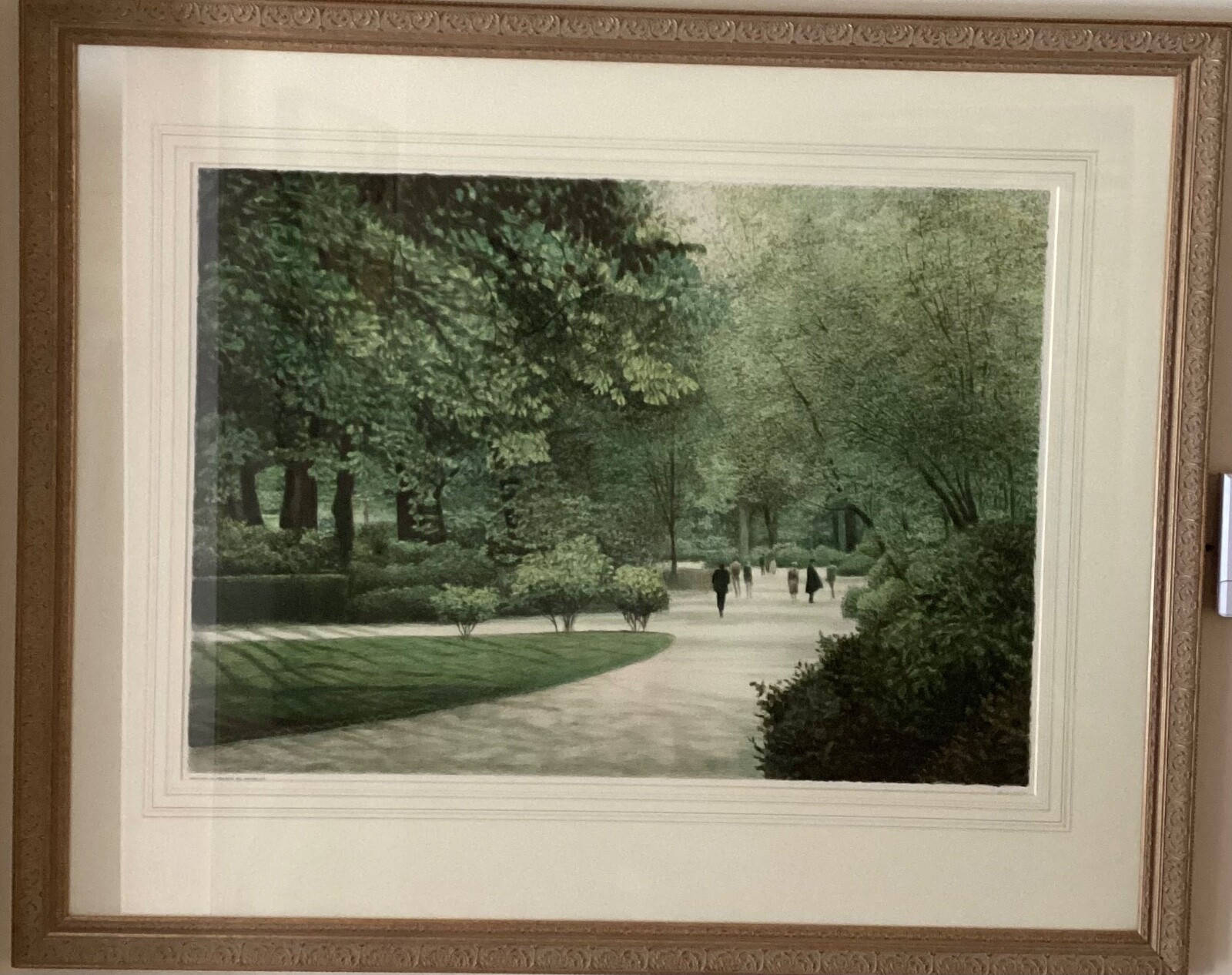 Harold Altman Large Color Lithograph Luxembourg Gardens Matted &Framed ...
