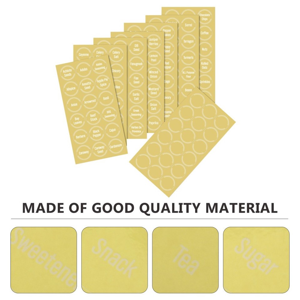 144 Pcs Waterproof Spice Label Stickers Ingredients Decals for Kitchen ...