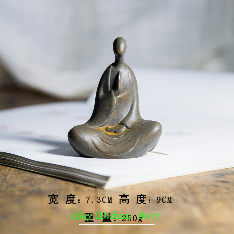 Iron Rust Cast Faceless Buddha Statue Buddhism Zen Shrine Table Tea Pet ...