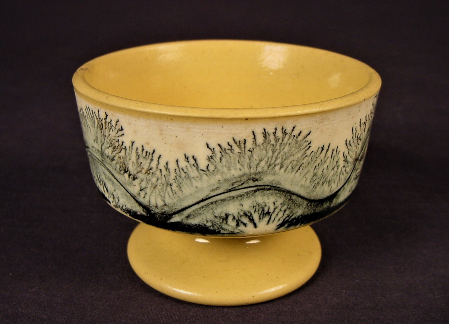RARE EARLY 1800s MASTER SALT BLACK SEAWEED MOCHA MOCHAWARE YELLOW WARE ...