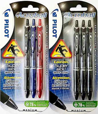 Pilot Acroball 6 pack (4 x Black + Blue + Red) | eBay UK