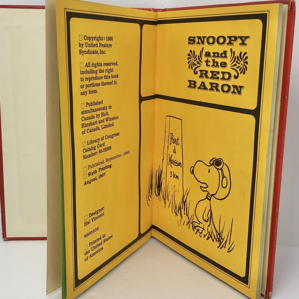 Vtg Snoopy And The Red Baron Book Charles M. Schulz Hard Cover 1967 6th ...