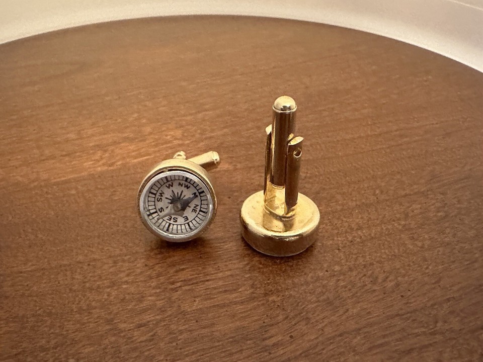 Gold Tone Real Working Compass Cufflinks | eBay