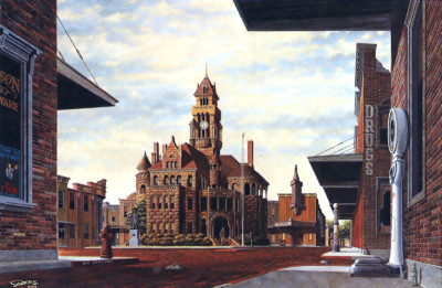 Texas Courthouse Waxahache Decatur TX Law Legal Judge SIGNED Matted Art ...