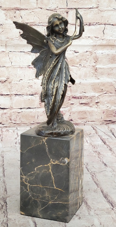 Fairy Angel Bronze Metal Bookend Figurine Sculpture on Marble Base ...