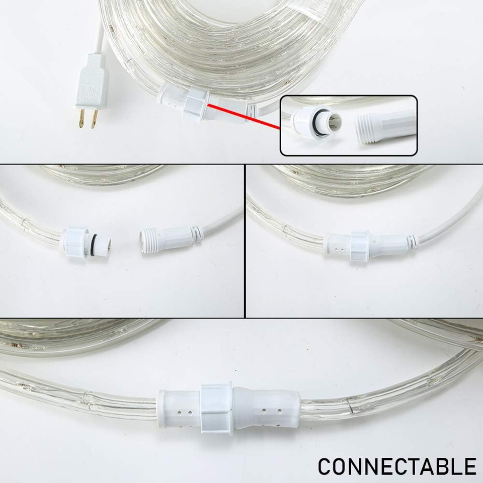 50Ft 360 LED Waterproof Rope Lights,110V Connectable Indoor Outdoor Led ...