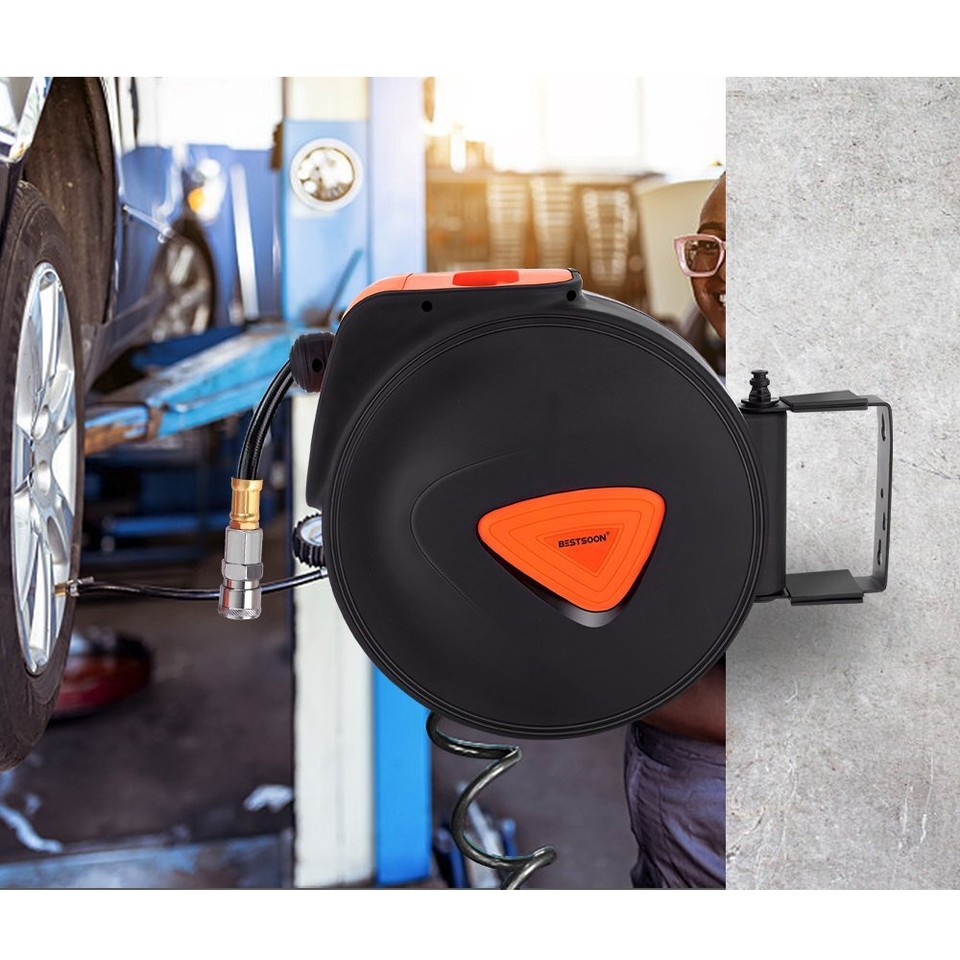 BESTSOON 30M Retractable Air Hose Reel Compressor Auto Rewind Wall ...