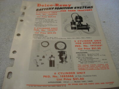 Delco Remy Battery Ignition for Farm Tractors Brochure 1953 Case ...