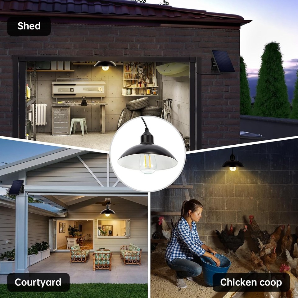 30 LED Solar Pendant Hanging Light Remote Indoor Outdoor Garden Yard ...