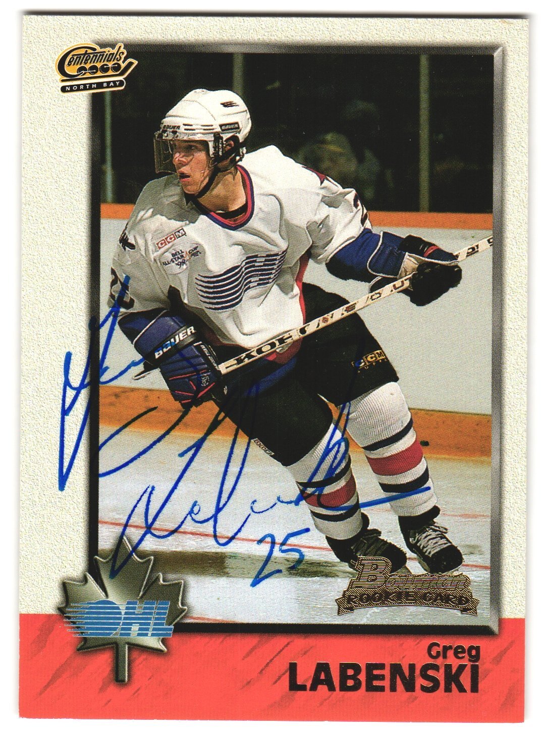 Greg Labenski Autographed 1998 Bowman CHL Card #6 North Bay Centennials ...