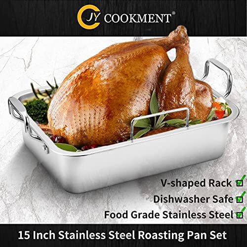 Roasting Pan With Baking Rack15 Inch Stainless Steel Turkey Roaster Pan ...