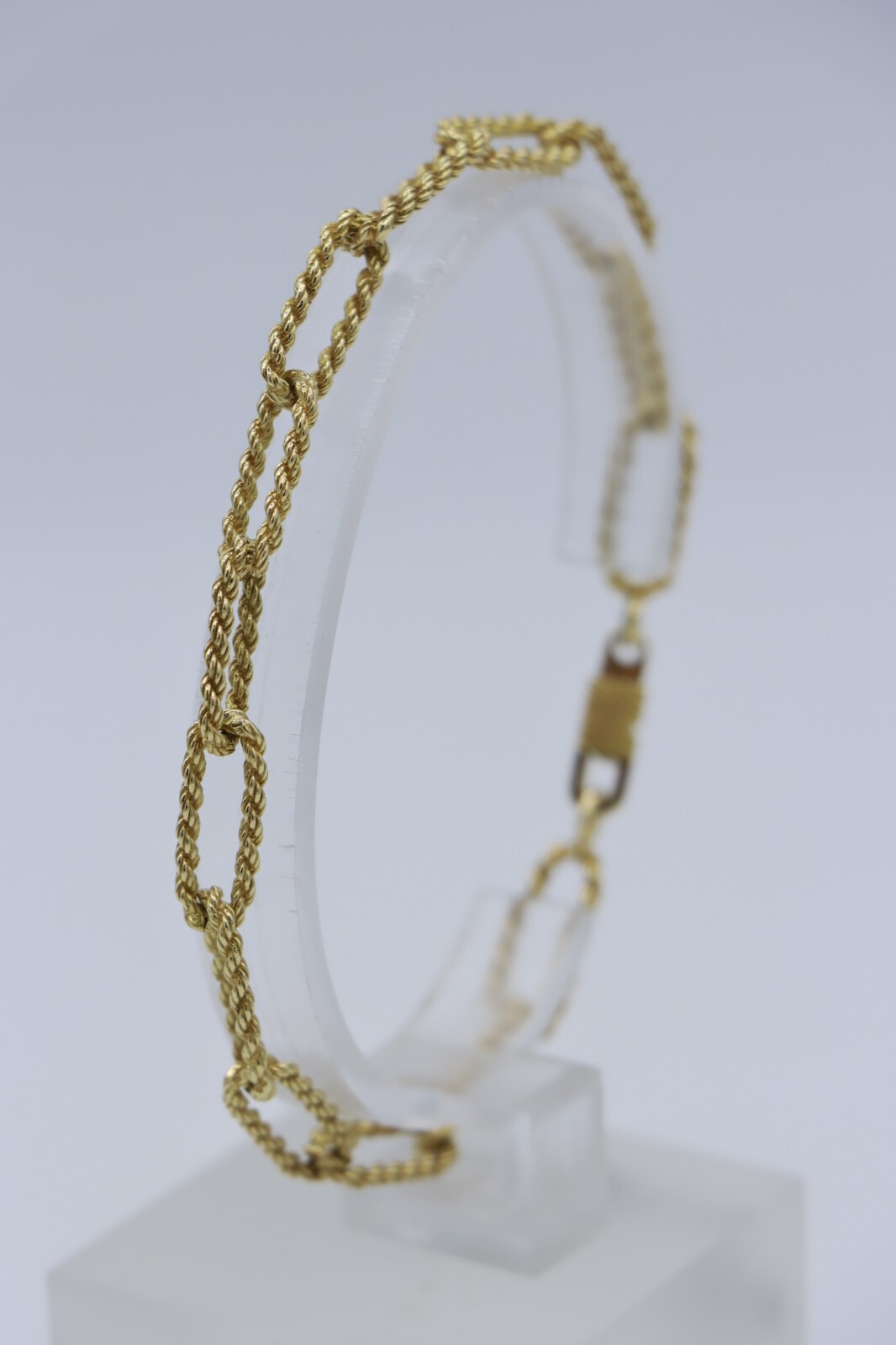 18K Yellow Gold Cable Charm Bracelet 8"HANDCRAFTED Designer NINO ...