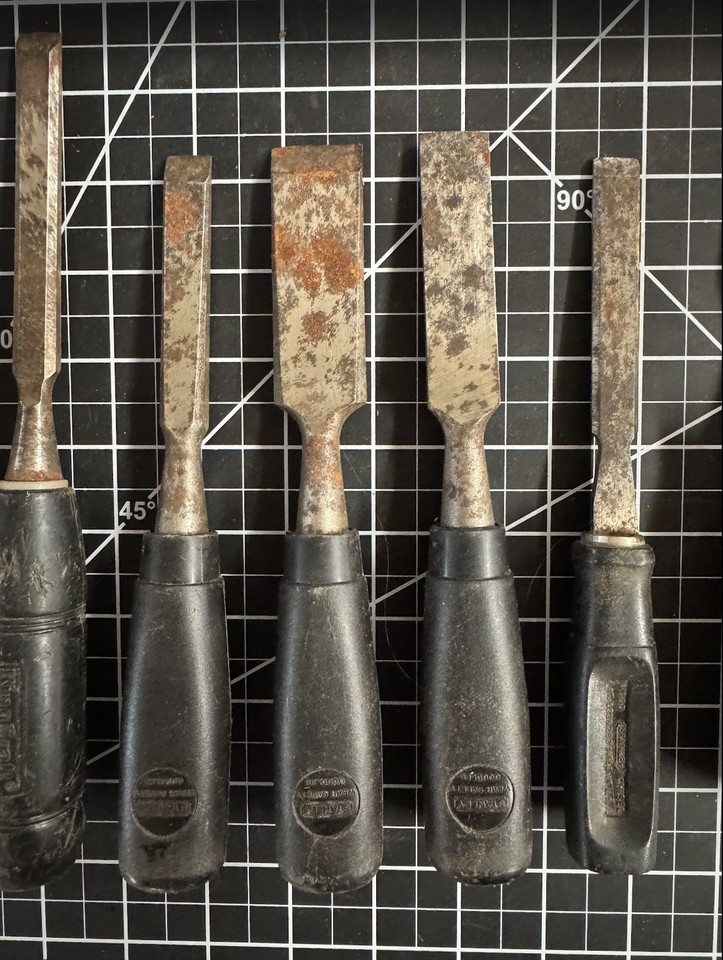 Lot of 12 Vintage Chisels – Black Handles | Craftsman, Stanley ...