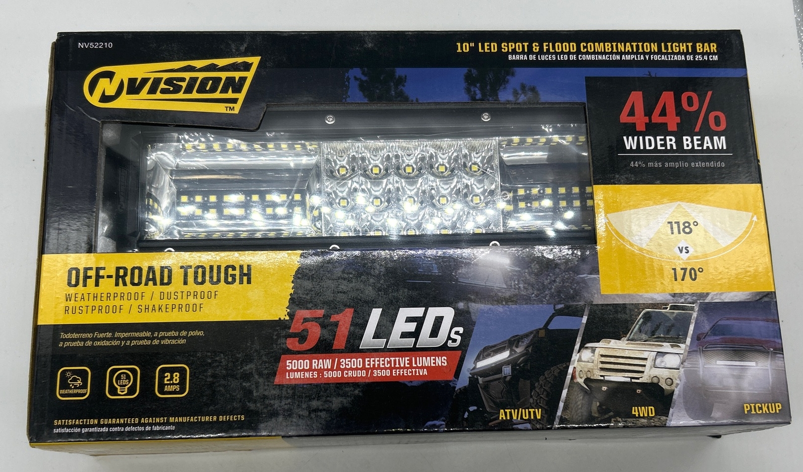 NVISION NV52210 10" LED Spot & Flood Combo Light Bar 51 LEDs 6000K | eBay