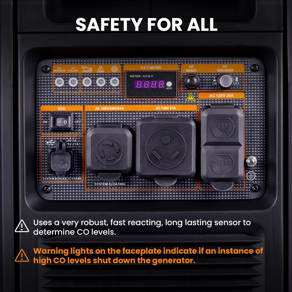 Portable Inverter Generator 5500W Max 5000 Watt Gas Electric Start w ...