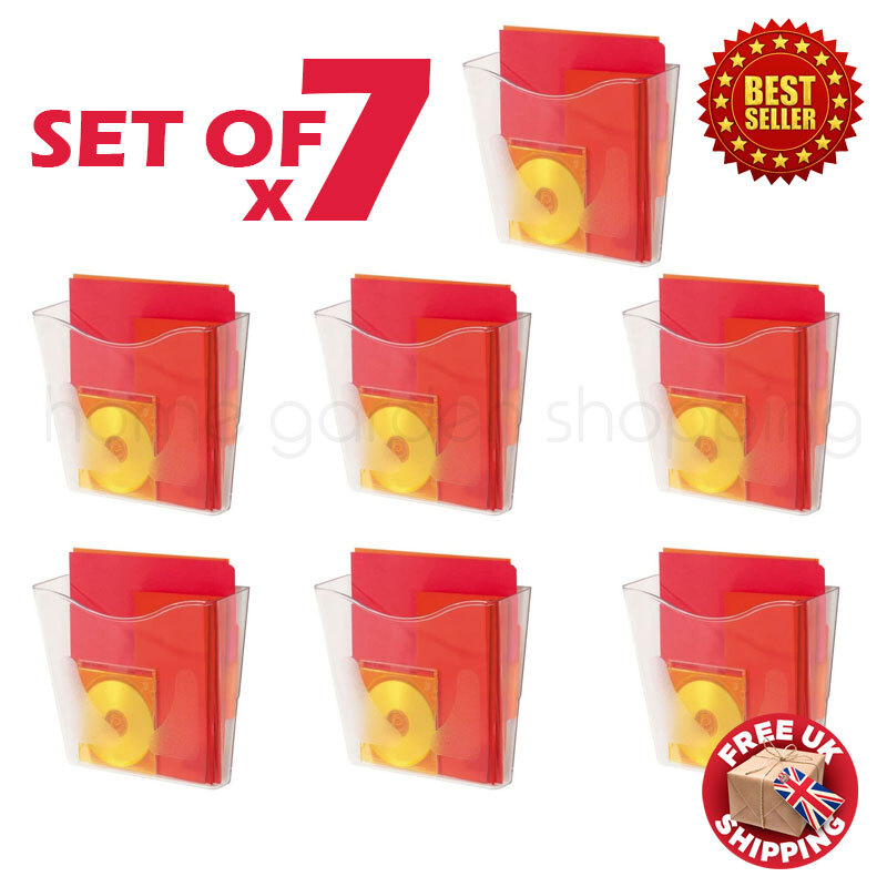 7 x Organizer Wall Mounted A4 File Rack Document Folder Holder Office ...