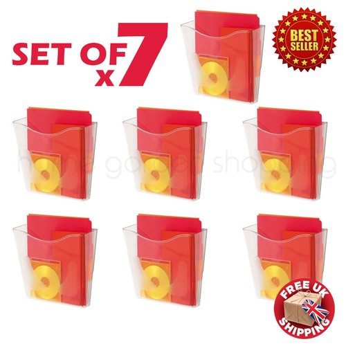 7 x Organizer Wall Mounted A4 File Rack Document Folder Holder Office ...